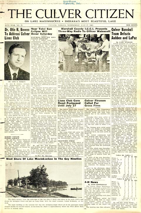Culver Citizen newspapers, July-September, 1963 « Culver Historical Society